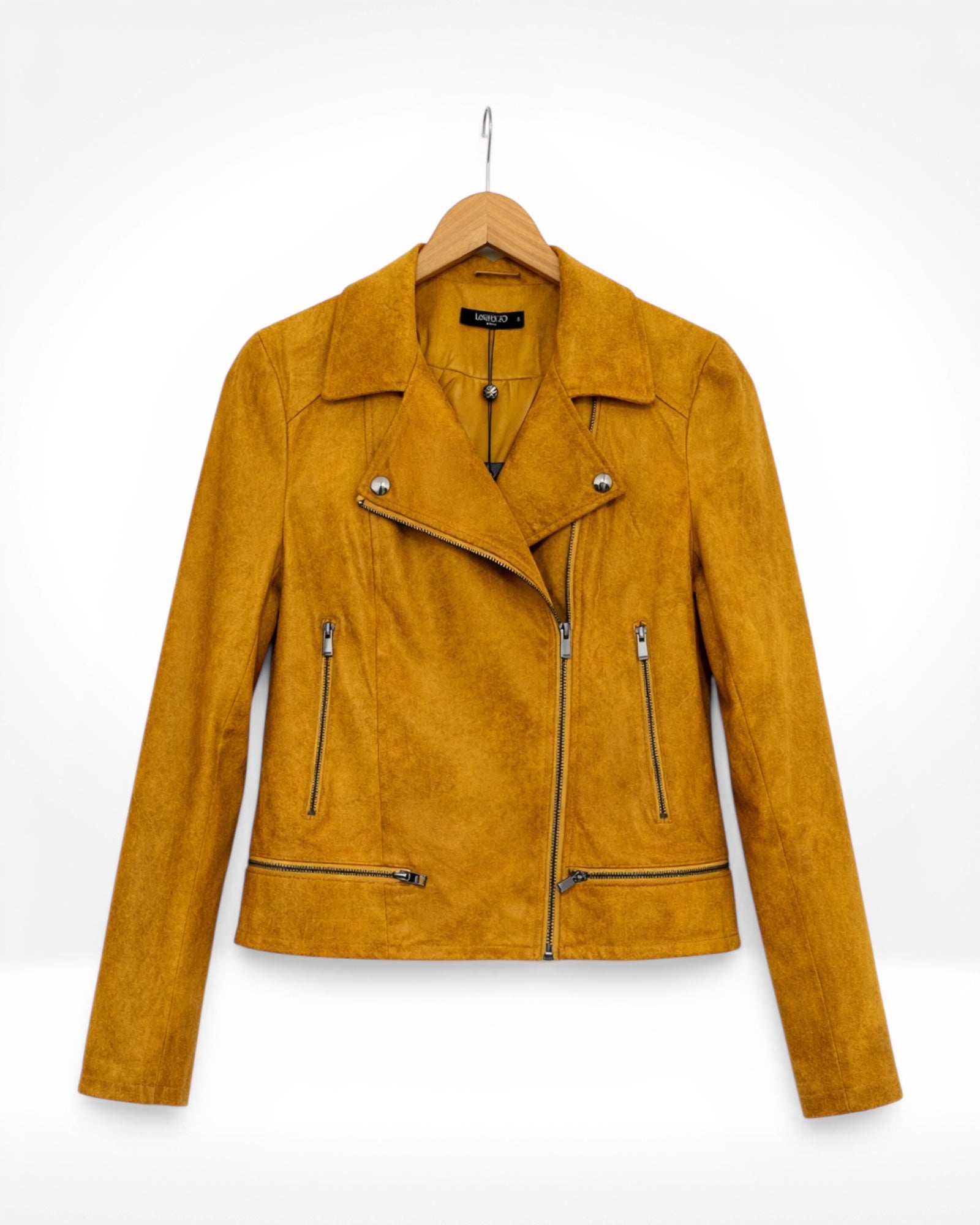 Mustard Faux Leather Biker Jacket – Coco Blush Boutique